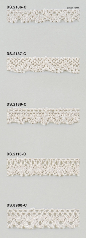 手編み風スラブレース 綿トーションレース 1m単位 大定 日本製 DS.2186-C DS.2187-C DS.2189-C DS.2113 ...